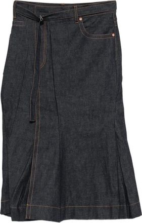 sacai Femme, Jupes, Bleu, Taille: 40 FR Jupe midi portefeuille en denim