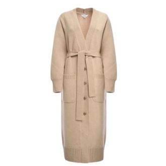 Malo Cardigan long en cachemire avec ceinture - Femme - Manteaux - Beige - Taille: 44 FR