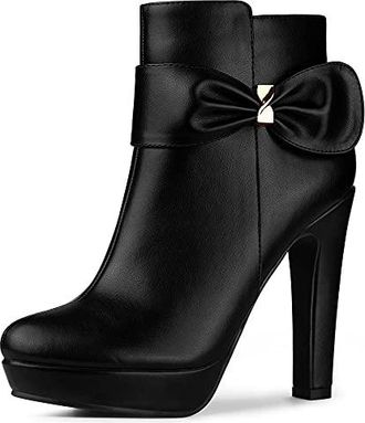 Allegra K Bottines à Talons Hauts et à Plateforme pour Femmes Noir 40