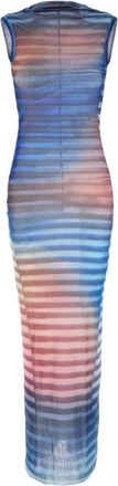 Jean Paul Gaultier Femme, Robes, Multicolore, Taille: 38 FR Striped Mesh Maxi Dress