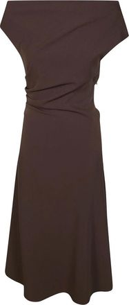 P.A.R.O.S.H. P.a.r.o.s.h., Femme, Robes, Brun, Taille: 36 FR Maxi Abito Crepe Scollo Barca