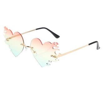 Valiclud de Soleil sans Monture Métal Doré Forme Coeur Colorée Unisexes Fête et Festival