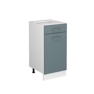 Vicco Meuble Bas Universel R-Line, Bleu-Gris/Blanc, 40 cm avec tiroir, sans Plan de Travail