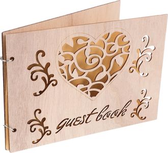 SOLUSTRE Rustikales Hochzeits aus Holz mit Seiten Multifunktionales Hochzeitsalbum und Design für Hochzeit Verlobung Holzoptik