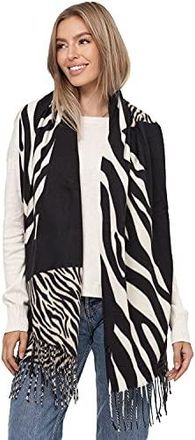 Glamexx24 Écharpe XXL pour femmes, modèle Leo chaud, écharpe poncho à franges multicolores, écharpe en couverture surdimensionnée