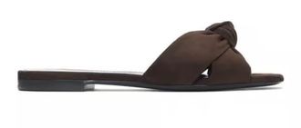 Saint Laurent Brown Suede Bianca Flat Sandals Size 40