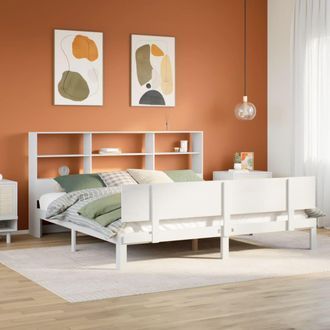 vidaXL Vidaxl - Giroletto Con Libreria Senza Materasso 180x200 Cm In Legno Pino