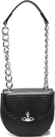 Vivienne Westwood Hobo Bags - Croc-Embossed Shoulder Bag - Gr. unisize - in Schwarz - f&uuml;r Damen