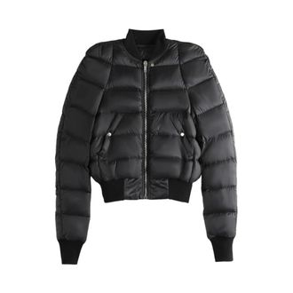 Rick Owens Gepolsterte Schwarze Steppjacke mit Rippdetails - - Jackets - Damen - Schwarzk - L