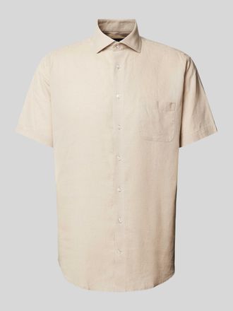 Bruun & Stengade Casual Modern Fit Leinenhemd mit Brusttasche Modell LOTT