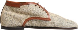 Dolce & Gabbana Homme, Chaussures, Beige, Taille: 44 EU Chaussures Derby en Cuir &agrave; Lacets Denim Navajo