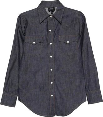 A.P.C. A.p.c., Femme, Blouses et Chemises, Bleu, Taille: 40 FR Western Chemise