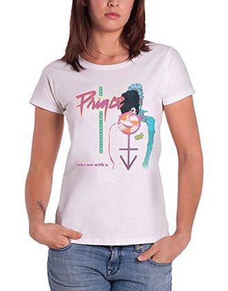 Prince T Shirt Take Me with U Nouveau Officiel Femme Skinny Fit Blanc Size M
