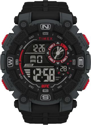 Timex Homme, Accessoires, Noir, Taille: ONE Size Montre de sport en caoutchouc avec chronographe et fonction date