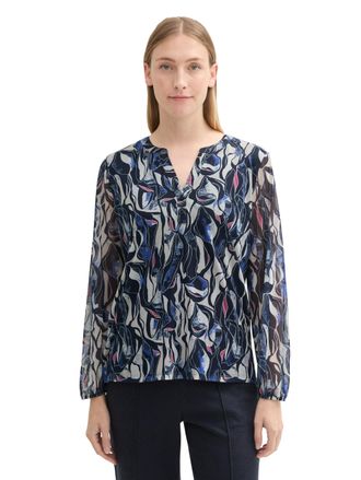 Tom Tailor Damen Blusenshirt mit Mesh,35892 - Organic Shapes Design, L