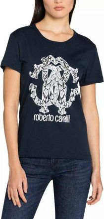 Roberto Cavalli T-Shirt Firenze Damen RC Monogram Print Logo Slim Fit Scoop-Neck-Ausschnitt und Slim Fit f&uuml;r eine moderne Passform