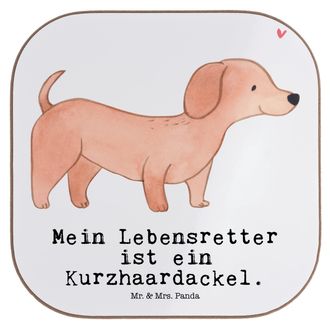 Mr. & Mrs. Panda Untersetzer Gl&auml;ser Dackel Kurzhaardackel Lebensretter - Geschenk, Tassenuntersetzer, f&uuml;r, Teckel, Tischuntersetzer, Coaster, gl&auml;seruntersetzer, Quadra