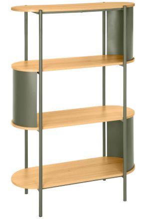 Xora Regal, Gr&uuml;n, Natur, Holzwerkstoff, 4 F&auml;cher, 80x133.5x33.8 cm, Wohnzimmer, Regale, B&uuml;cherregale