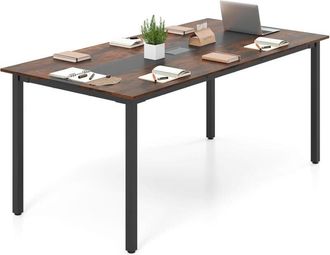 Costway Table de Conf&eacute;rence180 x 90 cm, Table de R&eacute;union pour 8-10 Personnes, Rectangulaire avec Passe-c&acirc;ble pour Salle de R&eacute;union, Bureau, Salle &agrave;