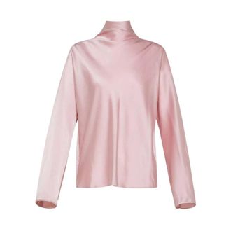 Forte_Forte Hochgeschlossene Satinbluse - - Blouses & Shirts - Damen - Rosa - S