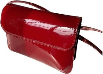 Generic Cuir verni rouge brillant petit sac femmes épaule sous les bras sacs Vintage fête bandoulière(Red)
