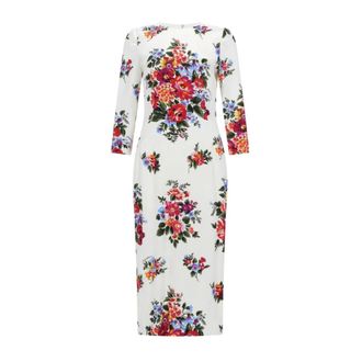Dolce & Gabbana Robe Mi-longue Imprim&eacute; Floral &agrave; Manches Longues - Femme - Robes - Multicolore - Taille: 42 FR