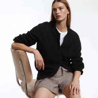 La Redoute Collections Cardigan Boutonn&eacute; Alpaga Et Laine M&eacute;lang&eacute;s