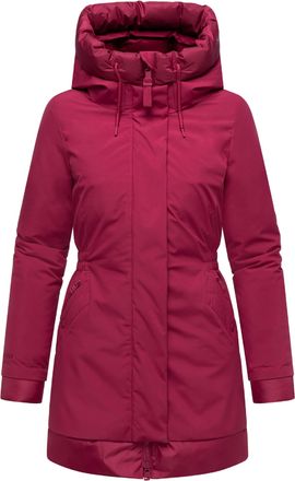 Navahoo Damen Wintermantel warmer Parka mit magnetischer Abdeckleiste und verstellbarer Kapuze Winterprinzessin 14 Berry Wine Gr. XXL