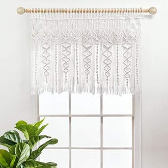 Lush Décor Cantonnière en Coton texturé macramé bohème - 101,6 cm de Large x 76,2 cm de Long - Rideaux de Cuisine et décoration Murale - Rideaux de fenêtre de Sa