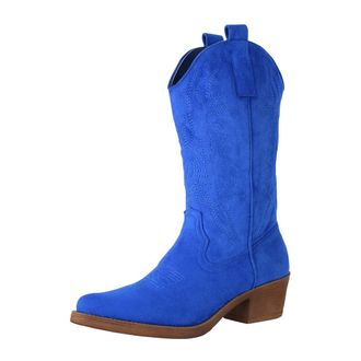 Elara Damen Cowboy Stiefel Biker Boots Chunkyrayan 301-A32SZ Sapphire Blau Suede-39