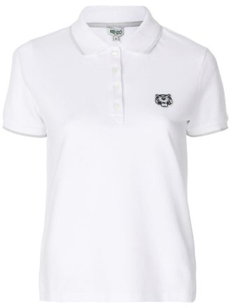 Kenzo Poloshirt mit Tiger-Patch - Wei&szlig;
