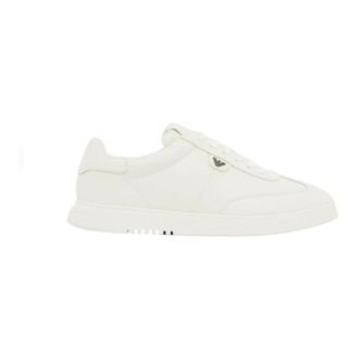 Emporio Armani Homme, Chaussures, Beige, Taille: 44 EU Baskets en cuir avec plaque aigle