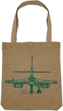 Fabulous Sac Shopping Tote Bag Aspect Lin - Avion Militaire Face URSS dessin Plan Croquis Aviation - Sac de Courses Toile Epaisse 360g Beige Naturel Cabas Port