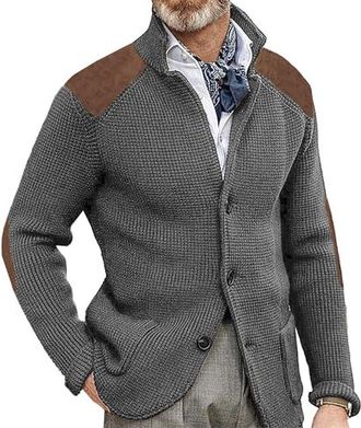 Generic Cardigan l&eacute;ger en tricot &agrave; manches longues boutonn&eacute; pour homme pour le printemps et lautomne, c6, 3XL