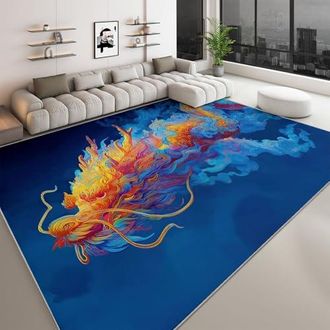 Generic Tapis Lavable &agrave; Poils Courts, Tapis Antid&eacute;rapant Doux Fantaisie Chinois Animaux Dragon pour Salon Salle &agrave; Manger Chambre &agrave; Coucher et Bureau - D&eacute;corat