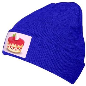 Generic Bonnet Tricoté Gâteau Aux Fraises Respirant Bonnet Hiver Chaud Tricot Extensible Beanie Tricoté pour Sports Adultes Cyclisme