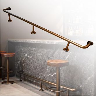 Generic Fu&szlig;reling-Set In Schwerlastausf&uuml;hrung Mit Internem Verbindungsst&uuml;ck, Edelstahlrohr Und Messing-Goldhalterungen, Komplette Wand-/Unterbaumontage for Te