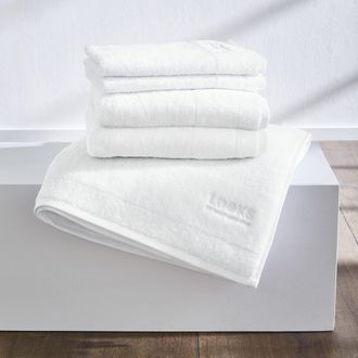 Looks by Wolfgang Joop Handtuch Set 5tlg. - 100% Baumwolle, 2 G&auml;stehandt&uuml;cher + 2 Handt&uuml;cher + 1 Duschtuch mit Logostick, wei&szlig;