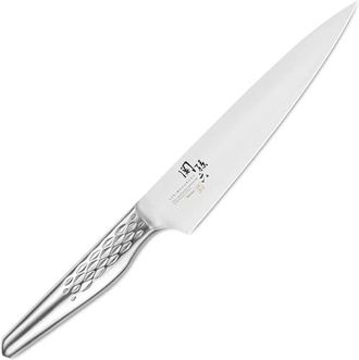 Kai Seki Magoroku Shoso Couteau dOffice 9 cm - acier inoxydable 5CR15MoV 56 (&plusmn;1) HRC - meulage convexe - manche en acier inoxydable 18-8 avec motif en dia