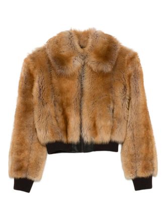 Saint Laurent Shearling-Jacke mit Rei&szlig;verschluss - Braun