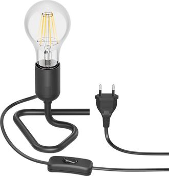 LEDs Com Tischlampe TRIN Triangle Dreieck-Fuß schwarz mit Stecker und Schalter inkl. E27 Lampe 1600lm warmweiß