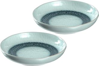 Leonardo Leonardo Matera tiefe Keramik-Teller, 2-er Set, spülmaschinengeeignete Speise-Teller mit Glasur, 2 runde Steingut-Teller, Ø 20,7 cm blau, 026994