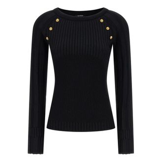 Balmain Strickoberteil mit Kn&ouml;pfen - - Knitwear - Damen - Schwarzk - XS