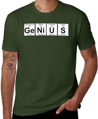 Generic Geek Genius Elements Science - Physics - Inspir&eacute; du tableau p&eacute;riodique Nerd 700995 T-shirt pour homme, Vert militaire, 4XL