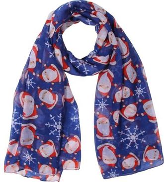 GFM Femme &Eacute;charpe Foulard imprim&eacute;e de No&euml;l (CHRISCF-2) (Snt-03-Bleu)