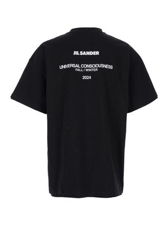 Jil Sander Mens Black Double-Layer Cotton T-Shirt T-Shirts And Polos