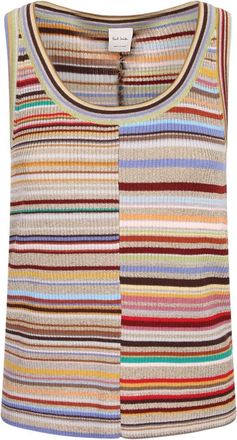 Paul Smith Femme, Pulls, Multicolore, Taille: 42 FR Gilet Tricot&eacute; &agrave; Rayures Signature