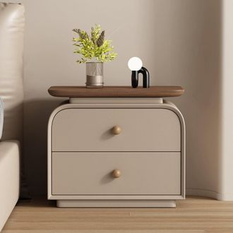 Generic Nachttisch Aus Holz, Moderner Nachttisch Mit Doppelschubladen Und Leiser Gleitschiene, Massivholz for Schreibtischlampe, Dekorationen, Mobiltelefon
