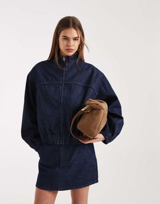 Asos Jeans-Trainingsjacke in Rinse-Waschung, Kombiteil-Marineblau