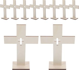BESPORTBLE 10 St&uuml;ck Holzkreuz Ornamente 17X11cm Glatte Oberfl&auml;che Abgerundete Kanten Religi&ouml;se Tischdekoration f&uuml;r Christliche Feste und Wohnraum